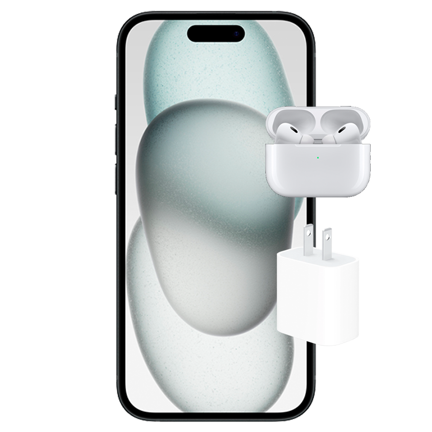 COMBO IPHONE 15 (128GB) + 20W POWER ADAPTER USBC + APPLE AIRPODS PRO 2 ...