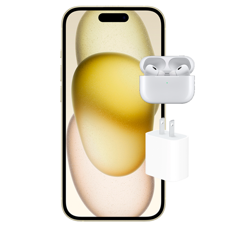 COMBO IPHONE 15 (128GB) + 20W POWER ADAPTER USBC + APPLE AIRPODS PRO 2 ...