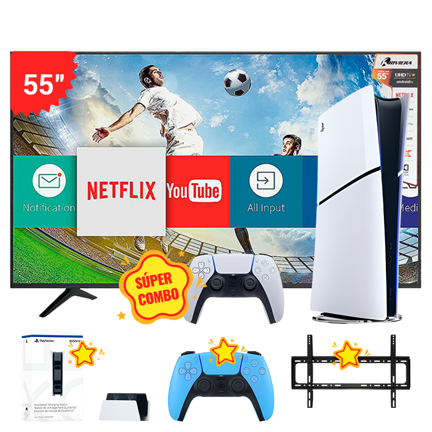 COMBO RIVIERA 55" (RLED-GLT55HIKA5) + SONY PS5 SLIM DIGITAL 1TB ...